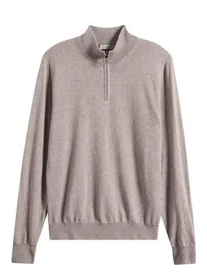 CANALI Heathered Wool Quarter Zip Sweater
