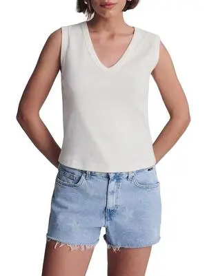 MAVI V-neck Jersey Tank - Coconut Milk