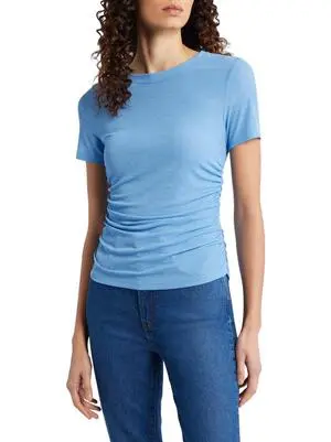 Veronica Beard Remus Ruched T-shirt - Blue Jasper