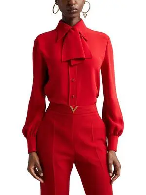 Valentino Garavani Solid Silk Cady Couture Button-up Shirt - Paris