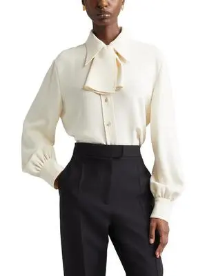 Valentino Garavani Solid Silk Cady Couture Button-up Shirt - Vanilla