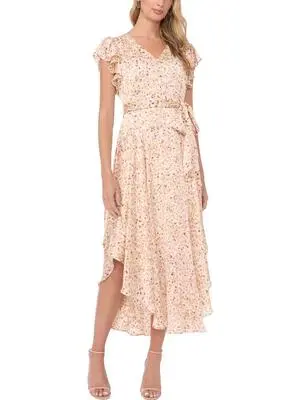 Vince Camuto Printed Flutter Sleeve Maxi Dress - Birch