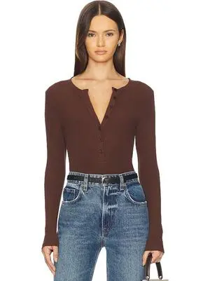 SNDYS Henley Bodysuit - Chocolate Brown