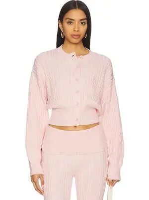 LOVERS AND FRIENDS Bessie Cable Knit Cardigan - Light Pink