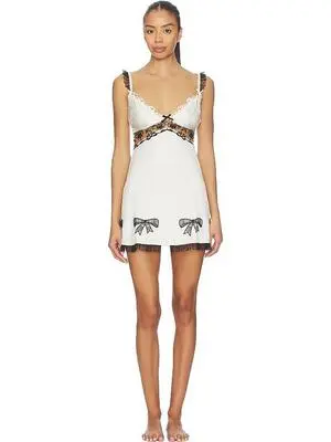For Love & Lemons Bow Time Slip Dress - Cream & White