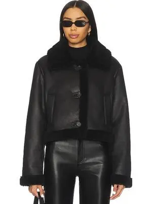 MORE TO COME Cyrilla Faux Leather Jacket - Black