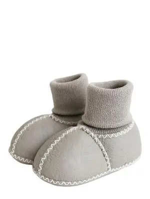 FINN + EMMA Shearling Baby Booties - Dove Grey