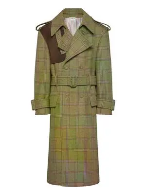 Thom Browne Hunting Tweed Trench Coat - Green