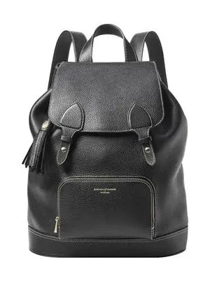 ASPINAL OF LONDON Hudson Medium Backpack In Milled Pebble - Black