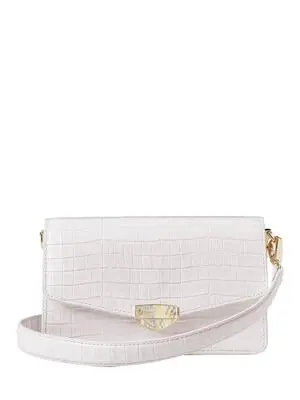 ASPINAL OF LONDON Eliza Velvet Clutch White