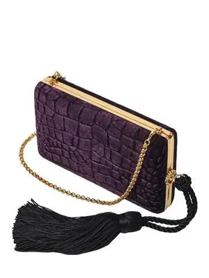 ASPINAL OF LONDON Florence Croc-effect Patent Clutch - Purple
