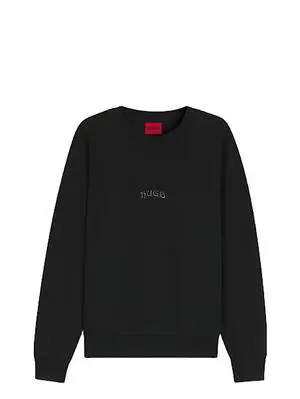 Hugo Brand-embroidered Relaxed-fit Cotton-blend Sweatshirt - Black