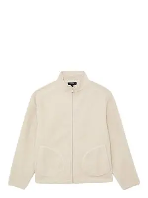 REISS Toscana Zip-up Fleece Jacket - Ecru