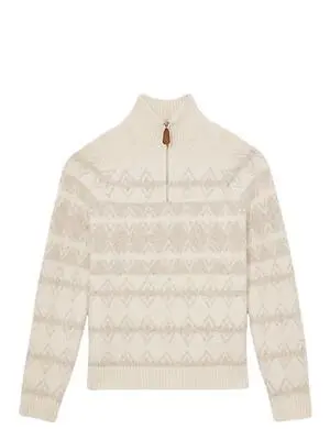 REISS Wool-blend Fairisle Jumper - Winter White Oatmeal