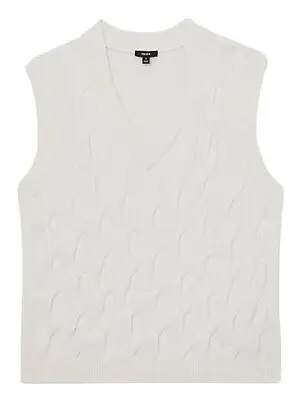 REISS V-neck Knitted Vest - Winter White