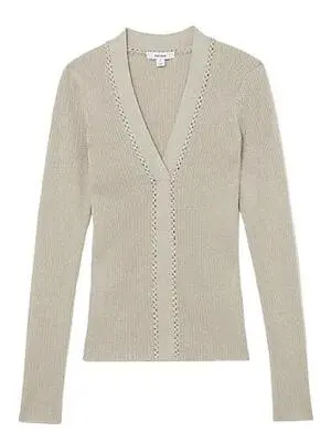 REISS V-neck Knitted Top - Champagne