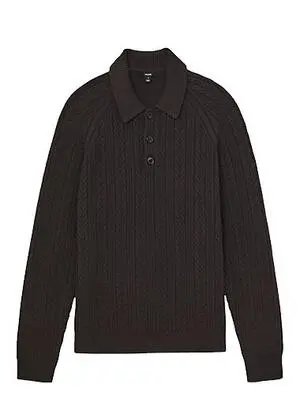 REISS Cable-knit Wool-blend Jumper - Chocolate Brown