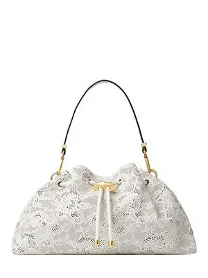 JIMMY CHOO Cinch Medium Lace Shoulder Bag - Latte/gold