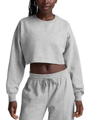 Beyond Yoga Luxefleece Boxy Crop Sweatshirt - Light Heather Gray
