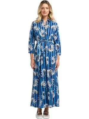 GUADALUPE DESIGN Luciana Tibet Dragon Dress - Aqua