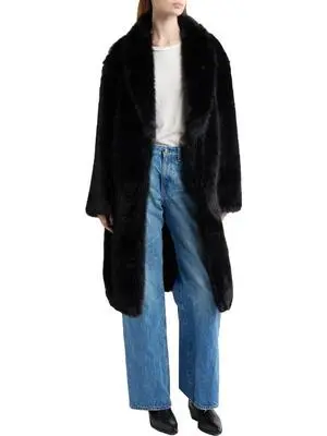 THREAD & SUPPLY Long Faux Fur Coat Black