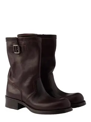 Prada Leather Mid-calf Boots - Brown
