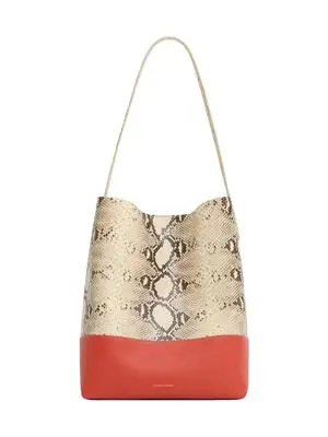 MANSUR GAVRIEL Everyday Cabas Snakeskin Embossed Leather Tote - Roccia/pomodoro