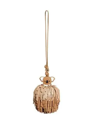 Zimmermann Koala Fringe Leather Bag Charm - Taupe