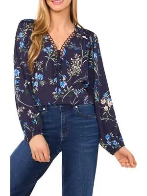 CECE DUPRAZ Floral Print Pintuck Blouse