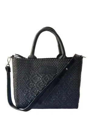 TIN MARIN Small Woven Crossbody Bag - Black