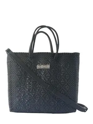 TIN MARIN Large Woven Crossbody Bag - Black