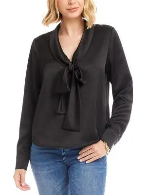 Karen Kane Satin Bow Top - Black