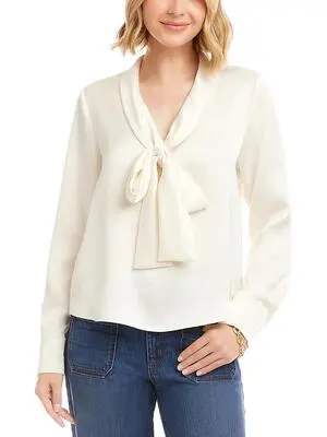 Karen Kane Satin Bow Top Cream