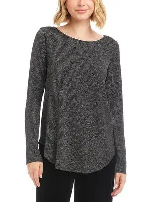 KAREN KANE Metallic Shirttail Hem Sweater