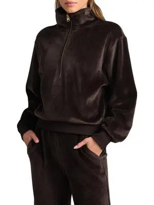 RHONE Plush Half Zip Pullover Dark Espresso