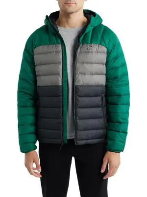 L.l.bean Hooded Down Jacket - Emerald Spruce/black