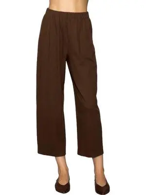 MELLODAY Brushed Crop Pants Chocolate