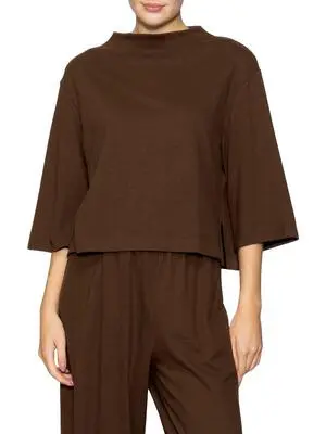 MELLODAY Brushed Knit Boxy Top Chocolate