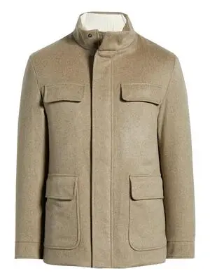 AURELIEN Water Resistant Wool & Cashmere Field Jacket - Taupe