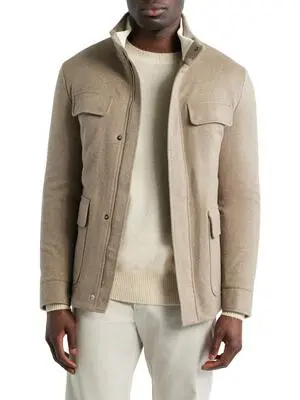 AURELIEN Water Resistant Wool & Cashmere Field Jacket - Taupe