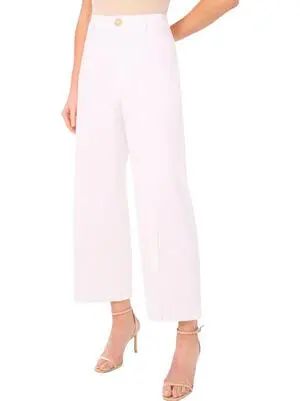 CECE DUPRAZ Flower Pintuck Wide Leg Jeans - Ultra White