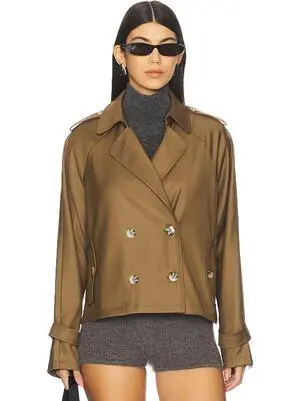 Lioness X Cropped Trencherous Coat - Khaki