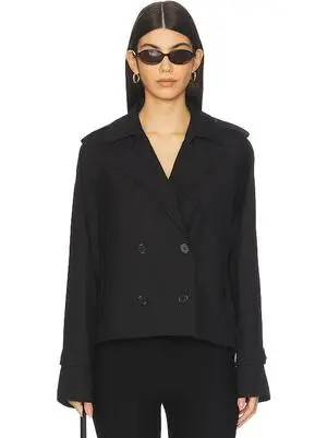 Lioness Cropped Trencherous Coat - Onyx