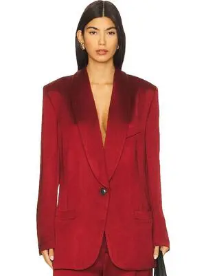 Smythe Shawl Collar Oversized Blazer - Crimson