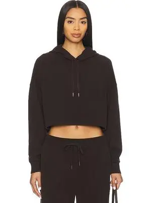 Beyond Yoga Breathe Easy Ribbed Cropped Hoodie - Dark Chocolate
