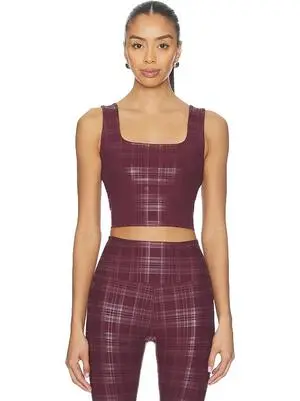 Beyond Yoga Beyond The Studio High Cropped Tank Top - Plaid Foil Burgundy