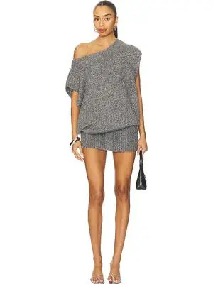 Free People Talia Sweater Mini Dress - Castle Grey Combo
