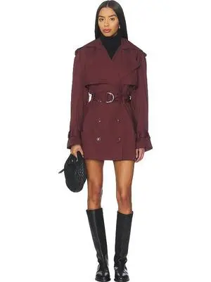 Bardot Aster Short Trench Coat - Deep Plum