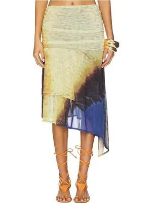 FENERS Festa Skirt Night In Cream - Blue Multi