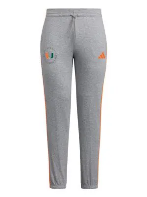 Adidas Miami Hurricanes Essentials 3-stripes Pant - Medium Grey Heather / Collegiate Orange / Ncaa-mia